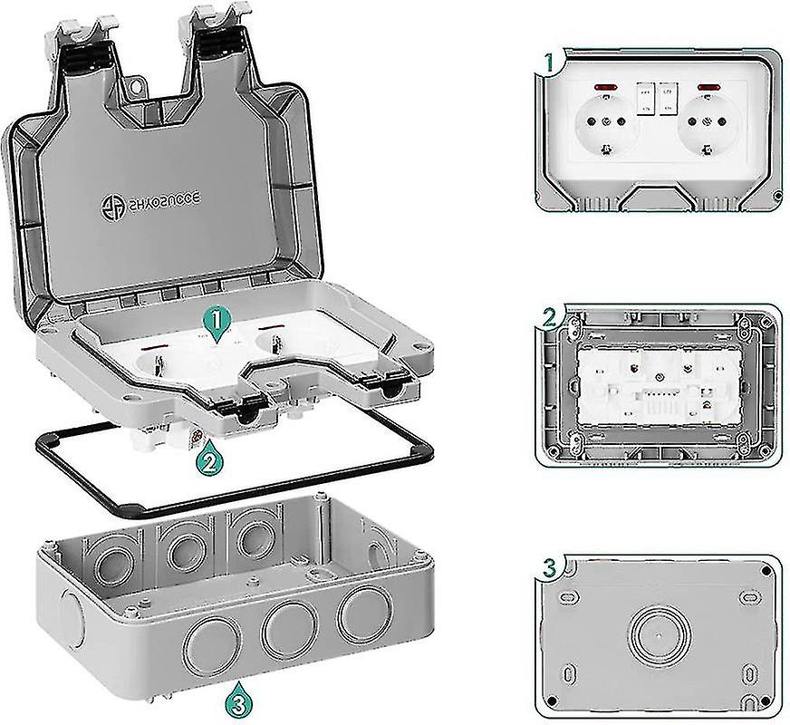 Ip66 Waterproof Outdoor Socket Double Power Socket And Protection ...