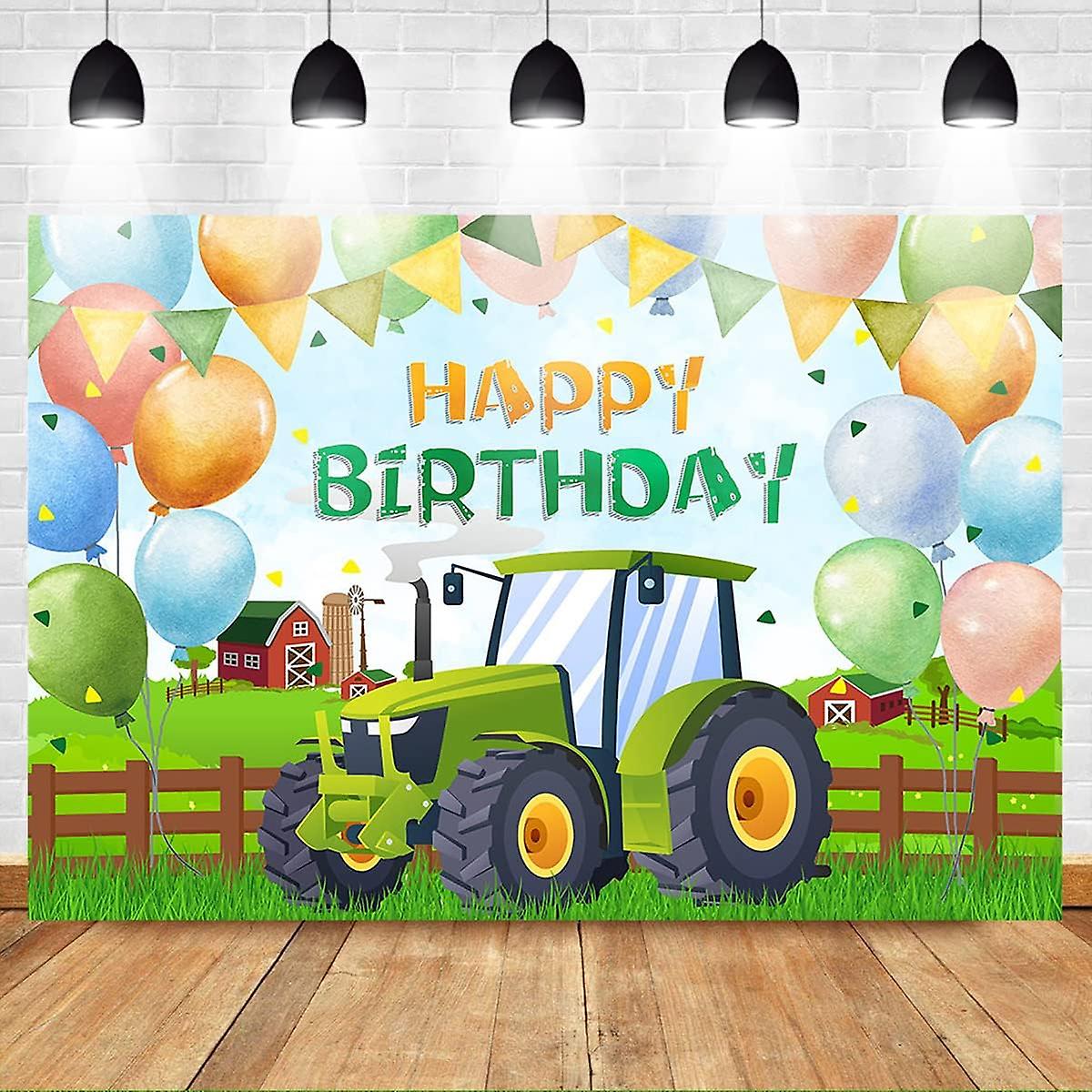 Green Tractor Birthday Backdrops For Boys Birthday Party Supplies Green ...