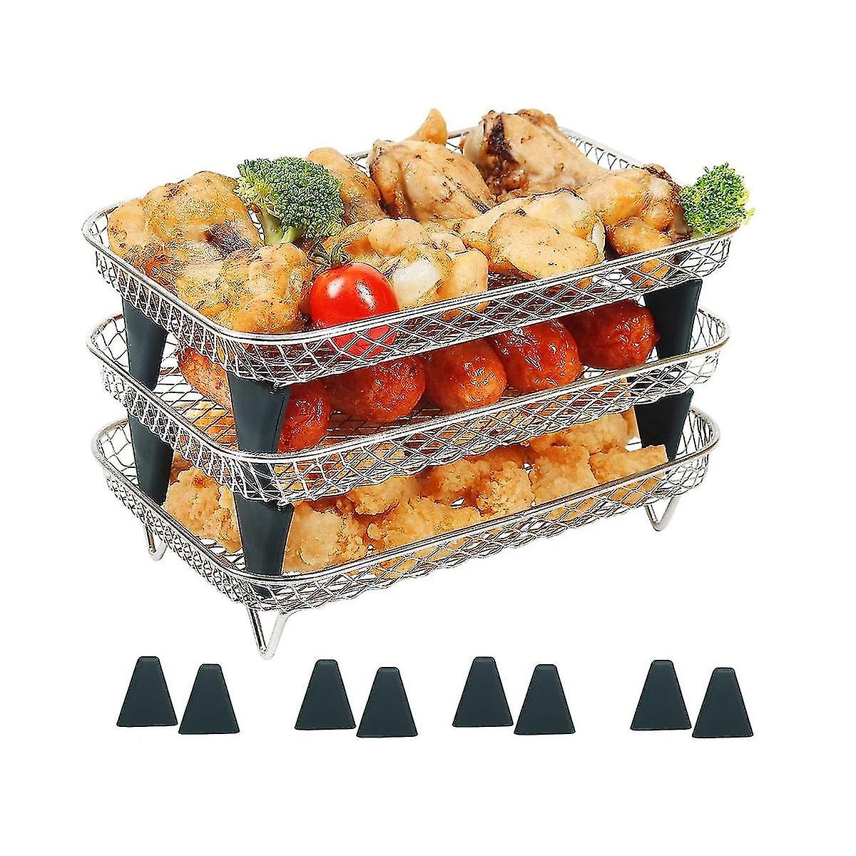 Air Fryer Rack For Ninja Dual Basket, 3 Layers, Stacking Bacon Racks ...