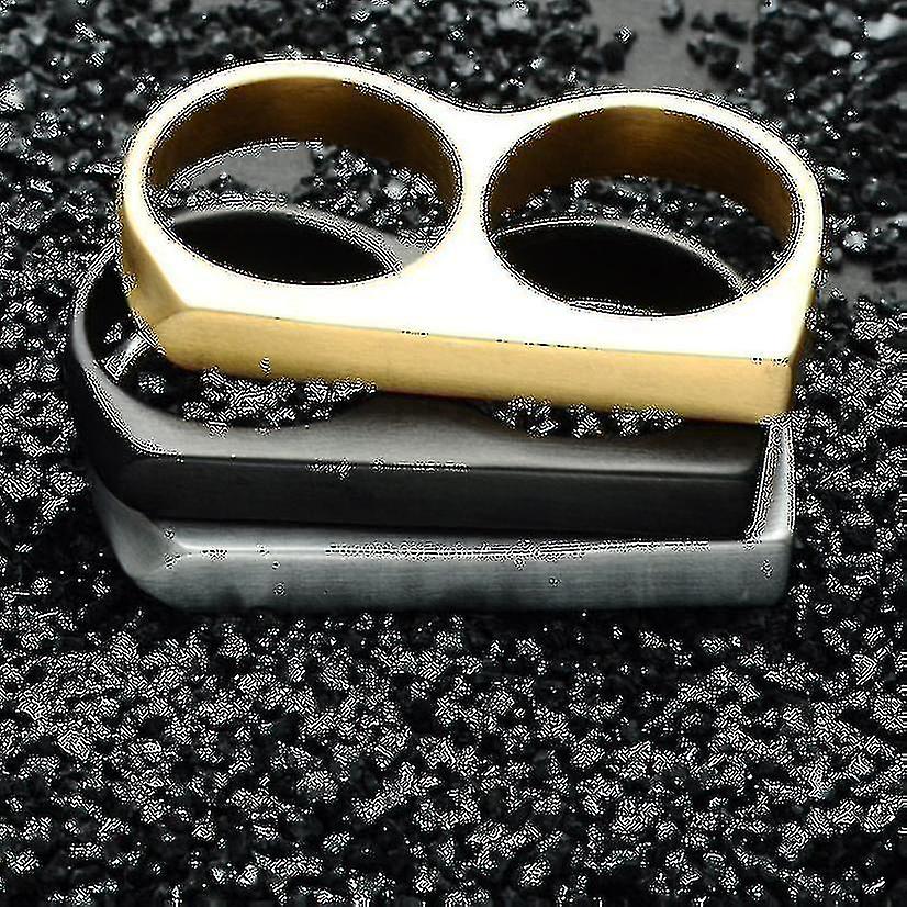 Double Finger Rings For Men Stainless Steel Punk Men's Ring Cool Boy ...