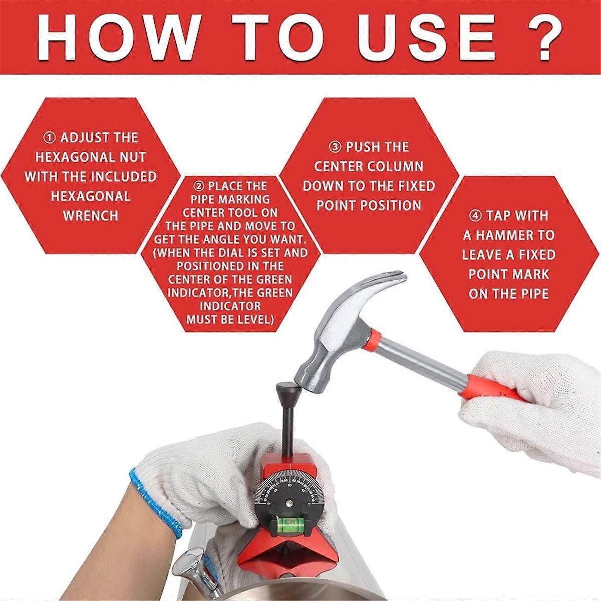 Pipe Center Finder, Pipefitter Tools with Magnetic Centering , Pipe 2 ...