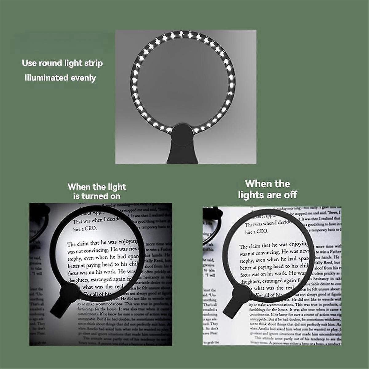 Neck Handheld Desktop Large Lens Magnifier with 24 LED Lights Multi ...