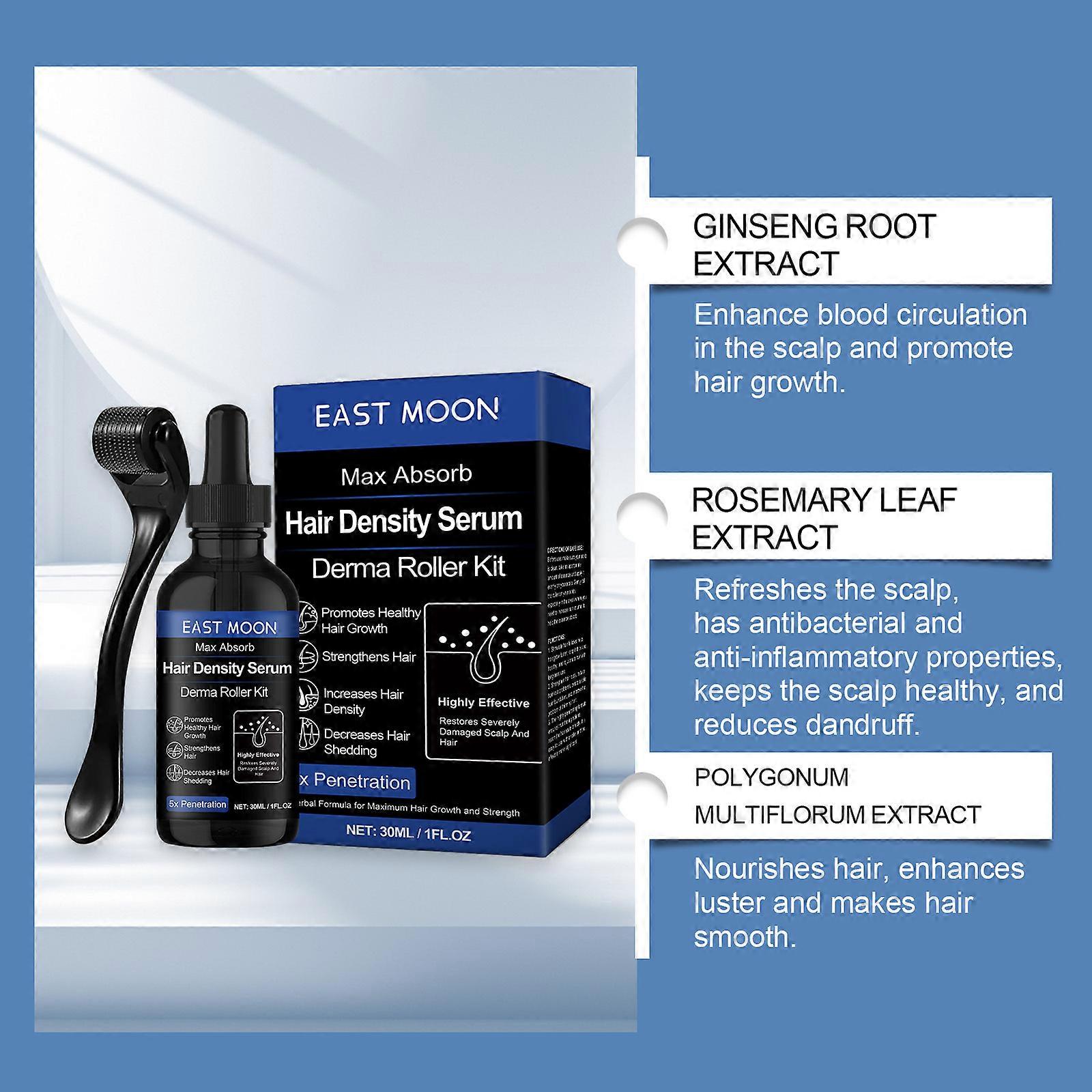 Derma Roller and Hair Growth Serum Kit, Thicken and Strengthen Hair ...