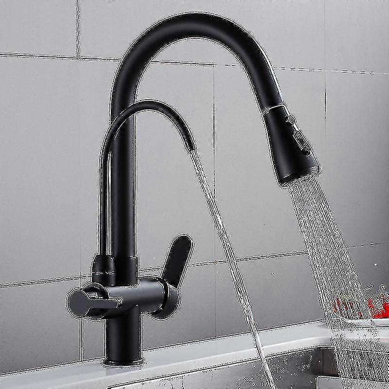 3 Way Modern Matt Black Chrome Drinking Brass Mixer Tap Filter Black ...