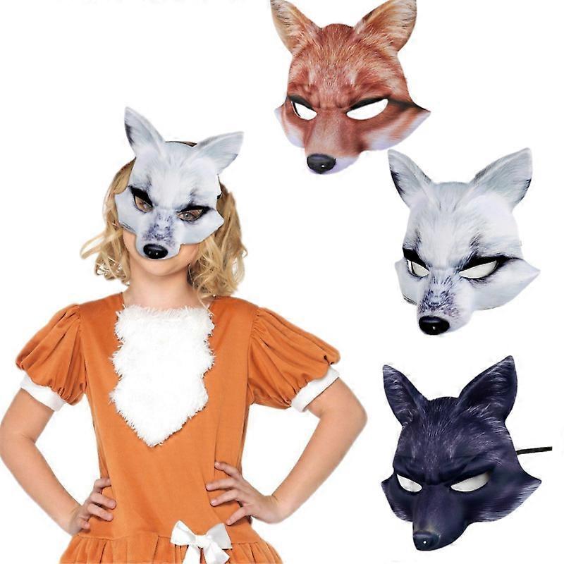Black and White Fox Half-Face Mask - Perfect for Christmas and Carnival ...