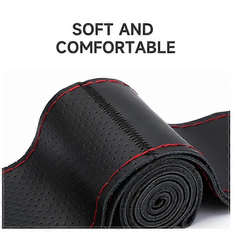 SEAMETAL Genuine Leather Car Steering Wheel Cover with Needles Thread ...