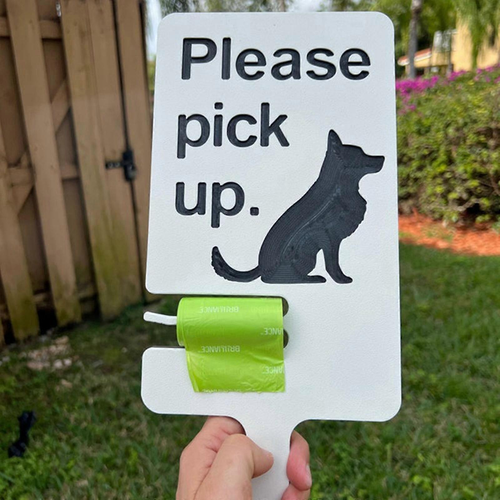 Dog Poop Sign with Bag Holder, Dog Lawn Sign, Please Clean Up After ...