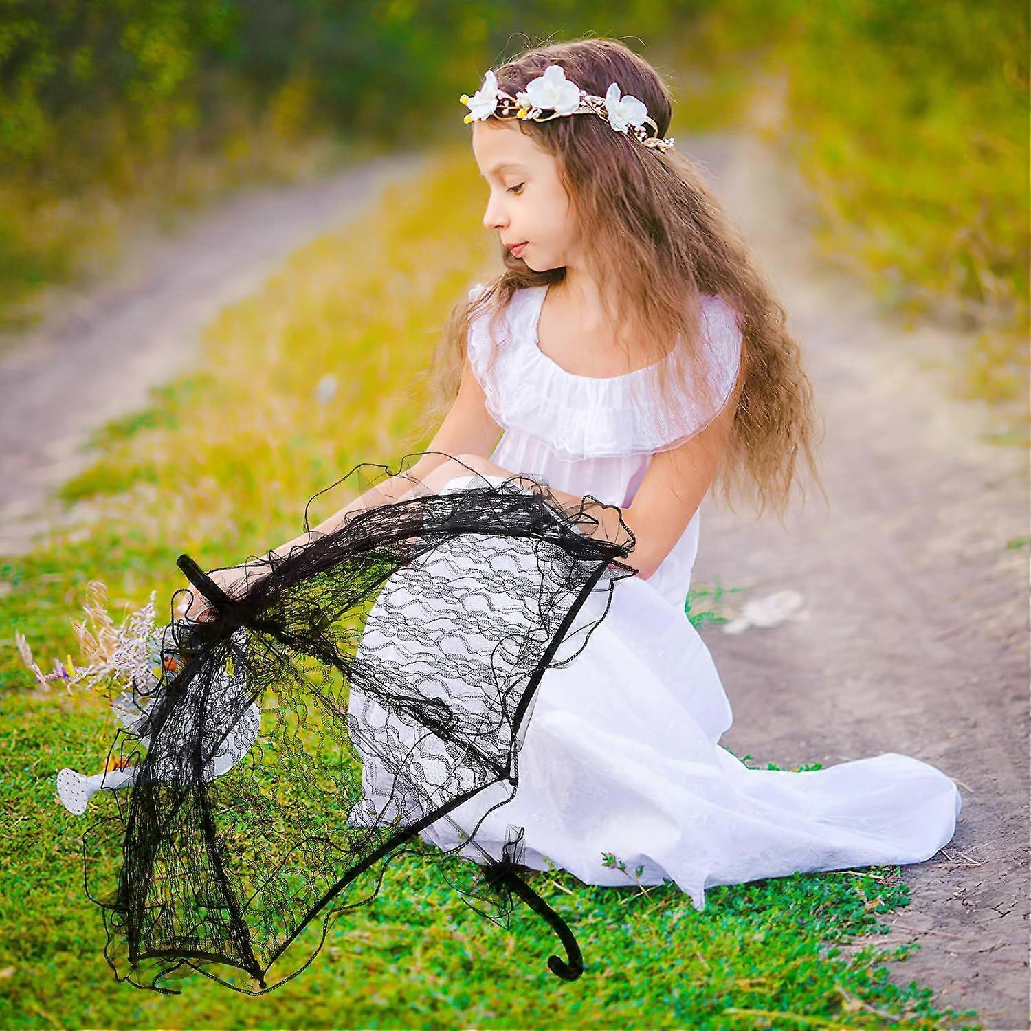Black Lace Parasol, Elegant Gothic Wedding Umbrella | Fruugo UK