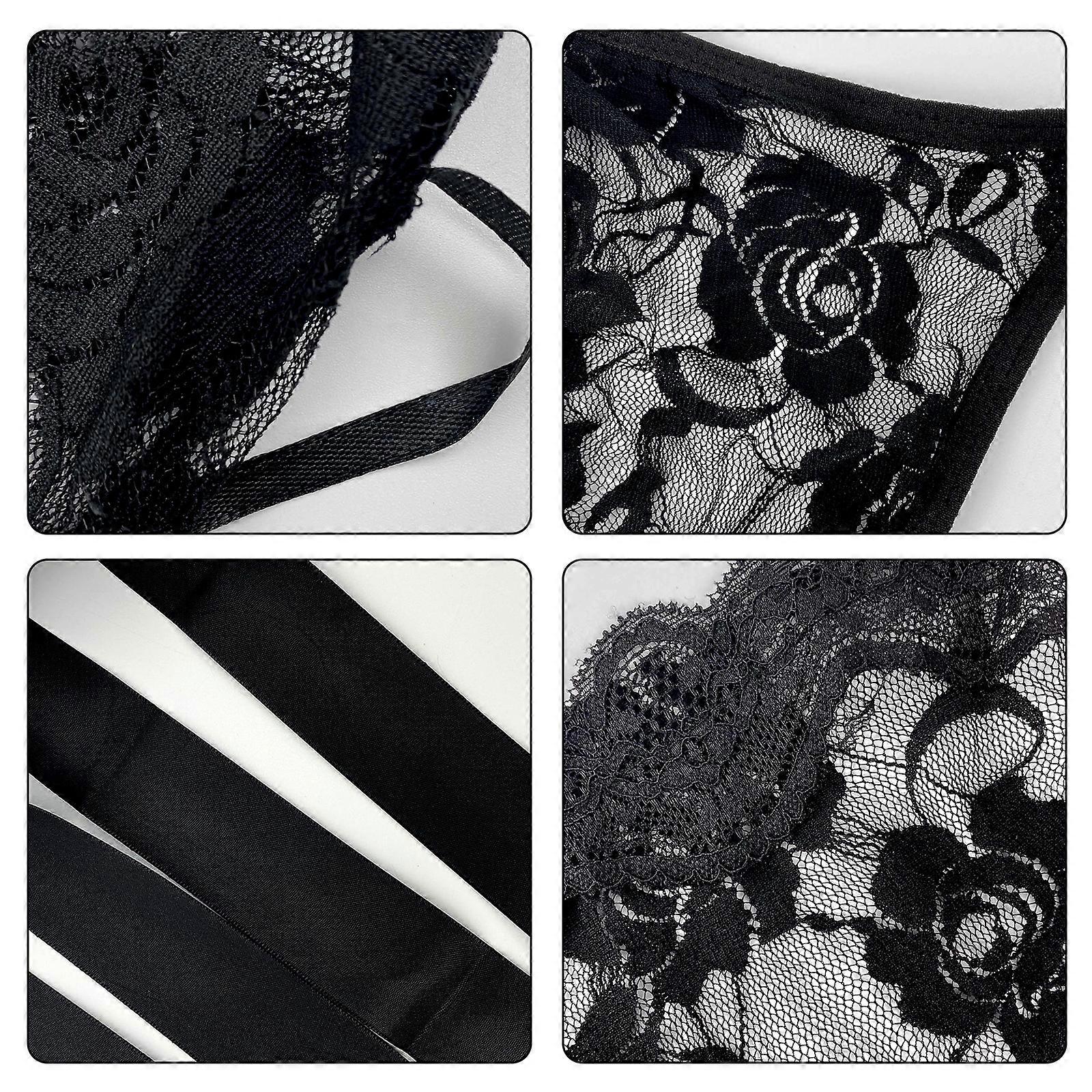 Mens Lace Nightwear with G-String Sheer Floral Half Sleeve Nightrobe ...