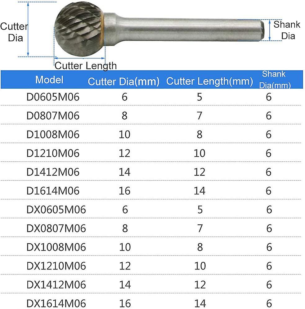 2024 6mm Rotary Head Tungsten Carbide Truss Head Wood Carving Rotary Milling Cutter With Rotary ...