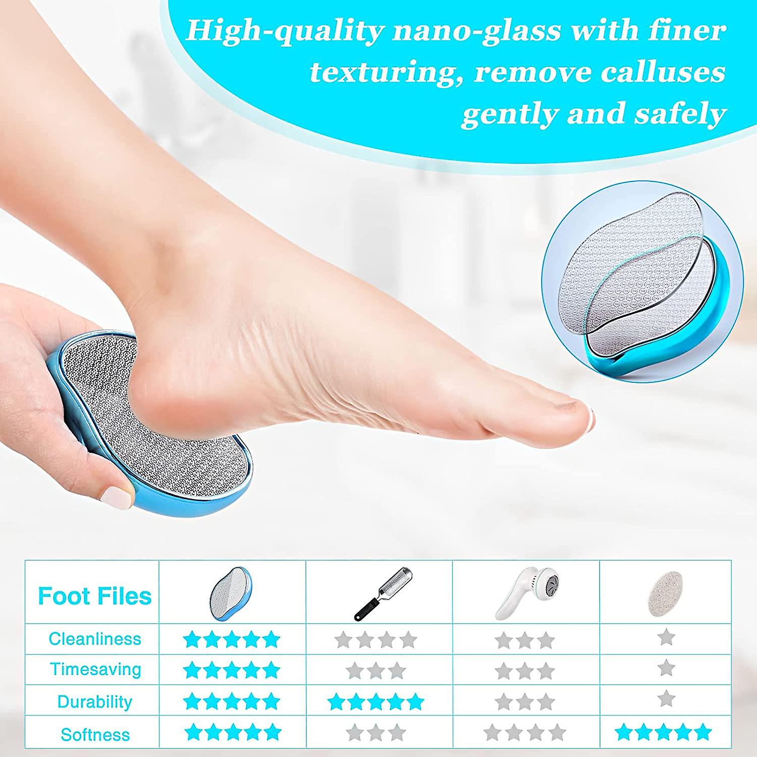 Nano Glass Foot File for Hard Skin 2 in 1 Wet Dry Pedicure Foot(High ...