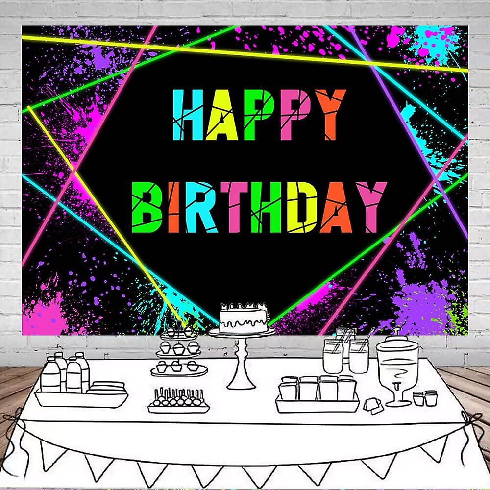 Neon Birthday Backdrop7x5ft Glow In The Dark Party Decorations Neon Glow Party Backdrops Let's ...