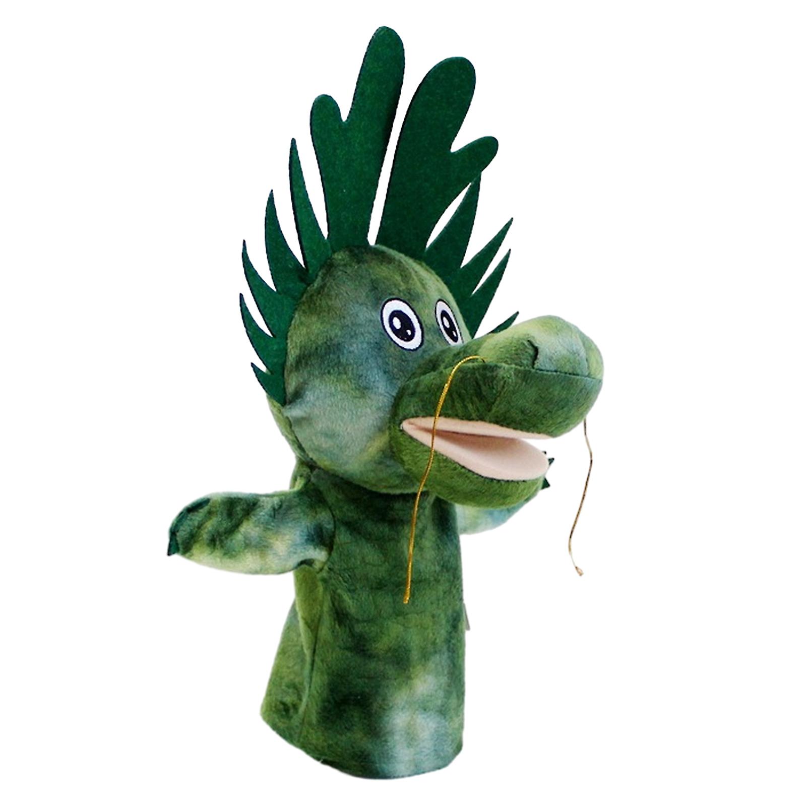 Plush Dragon Hand Puppet Toy Movable Mouth Chinese Green Dragon Mascot ...