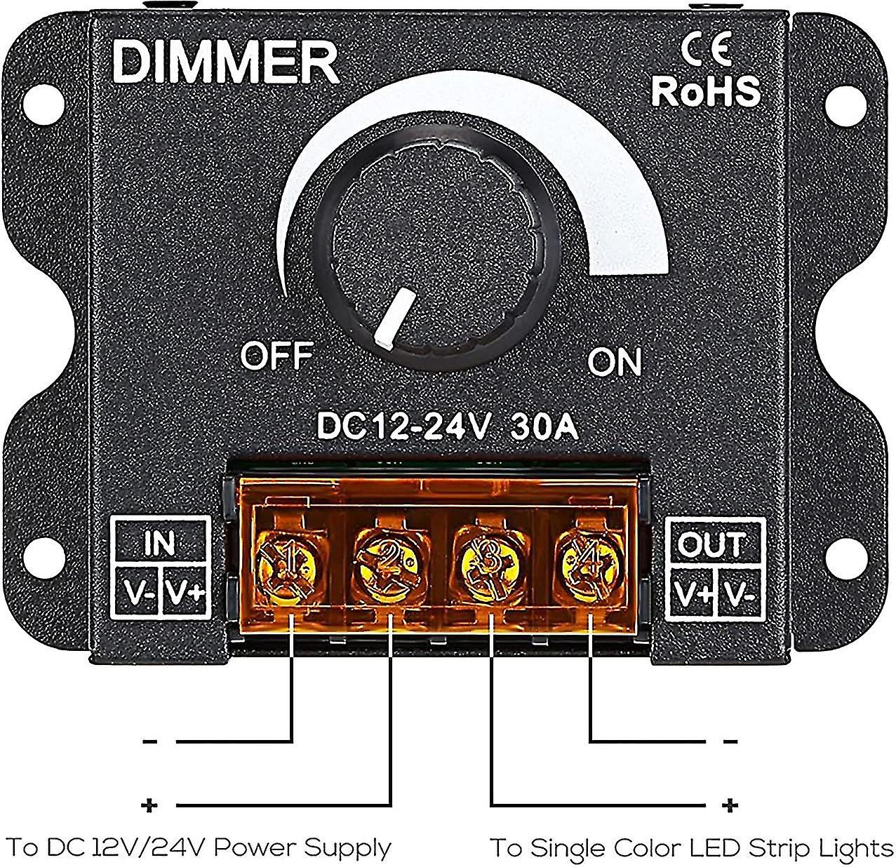 12V/24V DC LED PWM Dimmer Controller ON/Off Switch with Metal Shell for ...