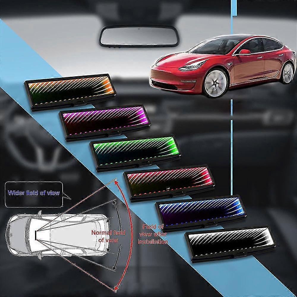 Car Indoor 3d Rearview Mirror Lighted Led Large Field Of View Car ...