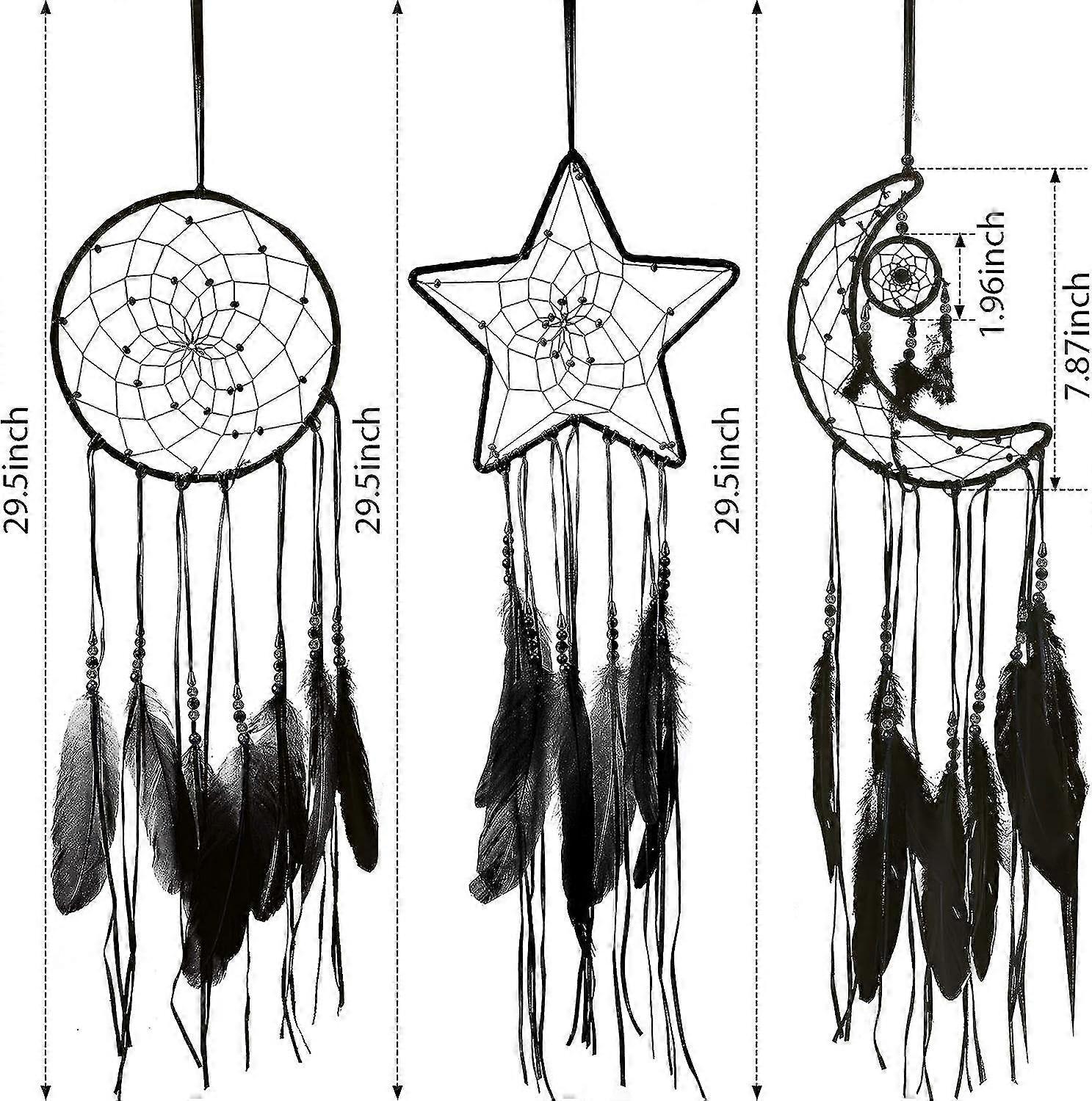 3 Pieces Macrame Dream Catcher Moon Sun Star Design Woven Wall Hanging ...