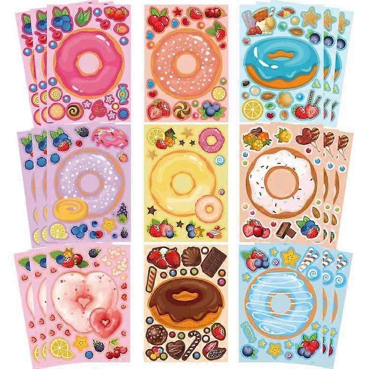 27 Sheets Donut Stickers Donut Party Favors Make Your Own Stickers ...