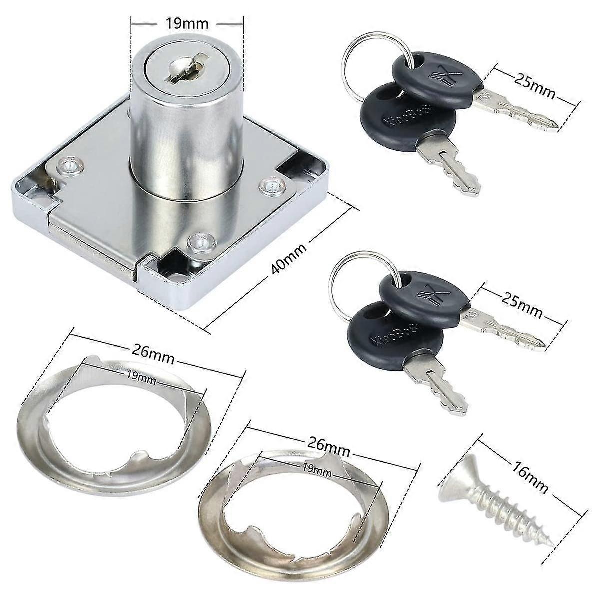 4 Pieces Desk Drawer Lock Cylinder Cabinet Lock With Keys Zinc Alloy ...