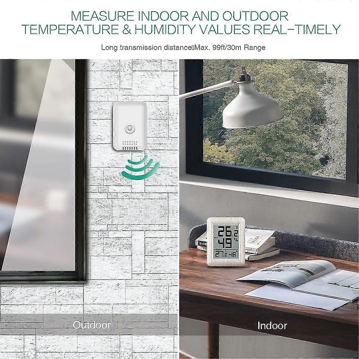 Oria Digital Indoor/outdoor Humidity Meter Temperature Mon With Wireless Sensor 328ft/100m Range ...