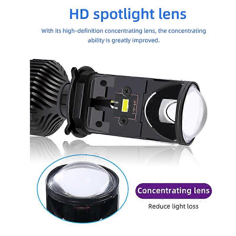 60W/Pair Lamp H4 LED Mini Projector Lens Automobles Bulb 8000LM ...