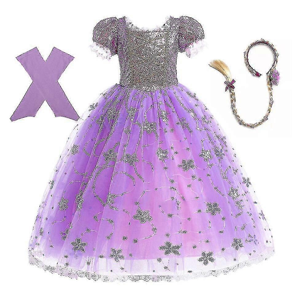 Princess Rapunzel Dress For Girls Elegant Purple Gowns Fancy Carnival ...
