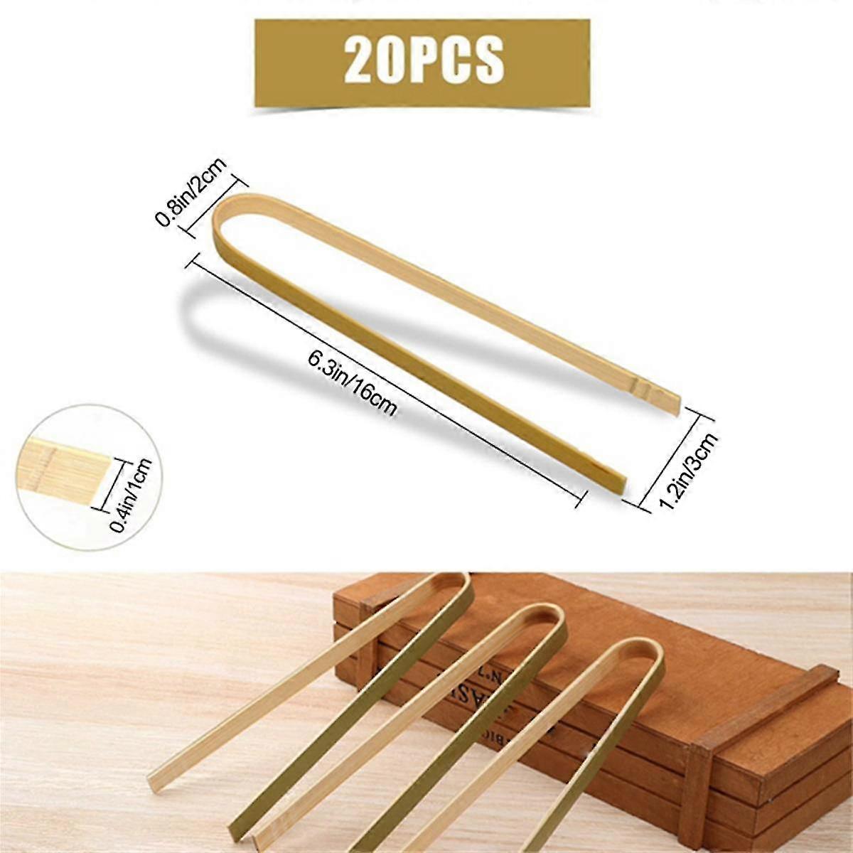 20Pcs Wooden Bamboo Tongs Cooking Utensils Mini Bamboo Tongs Natural ...