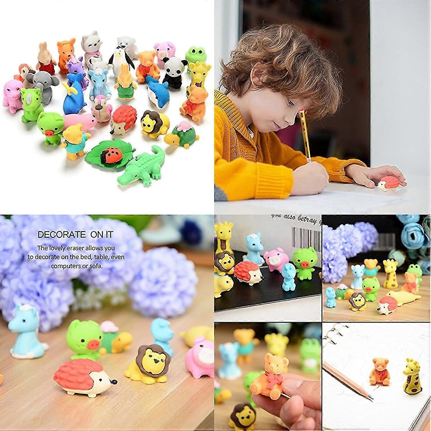 60pcs Animal Erasers Desk Pets For Kids Animal Pencil Erasers Bulk ...