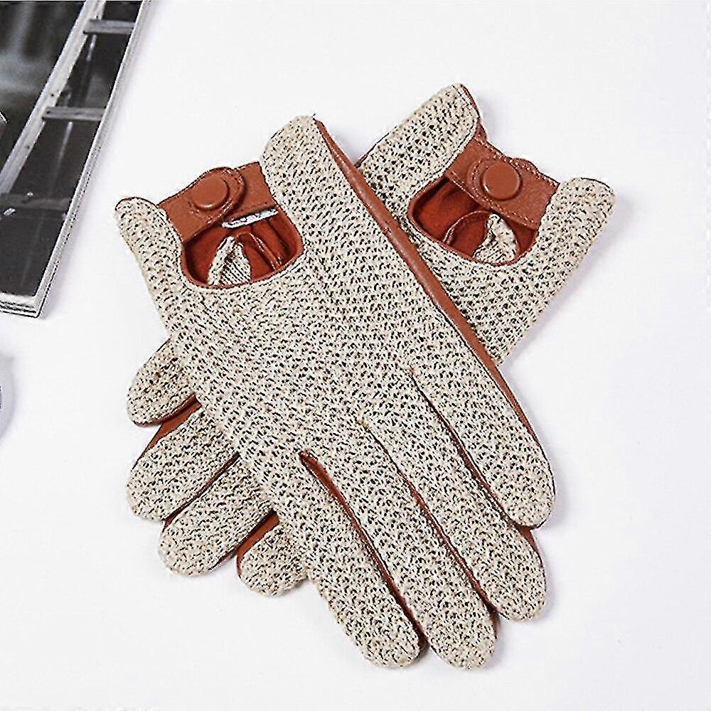 Fashion Driving Gloves Genuine Sheepskin Leather Glove Men Keep Warm ...