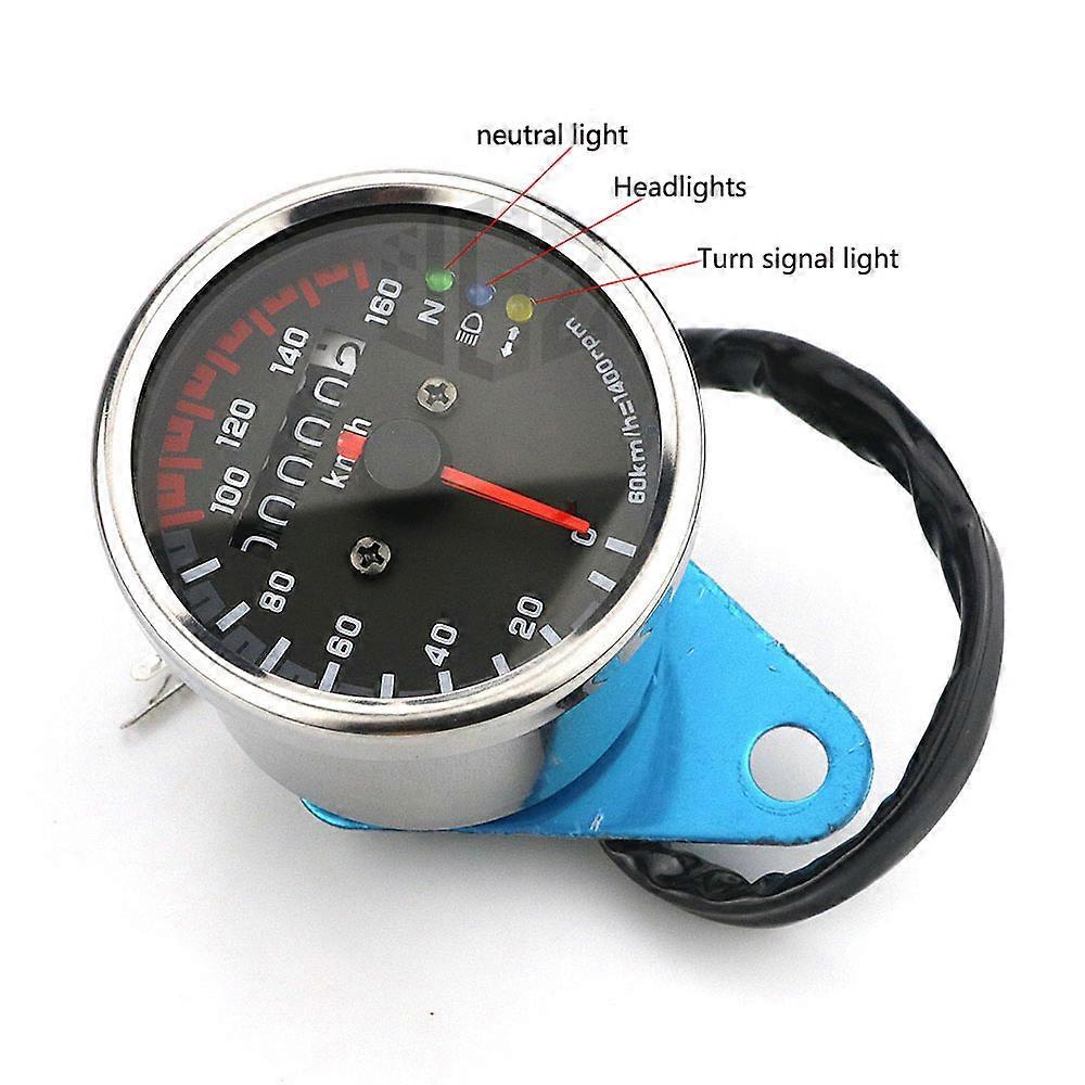 Motorcycle Speedometer Stainless Steel Instrument Tachometer LED ...