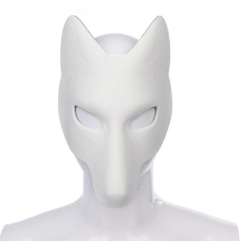 1pcs Fox Mask, Halloween White Fox Mask Animal Mask Diy Blank Mask For ...
