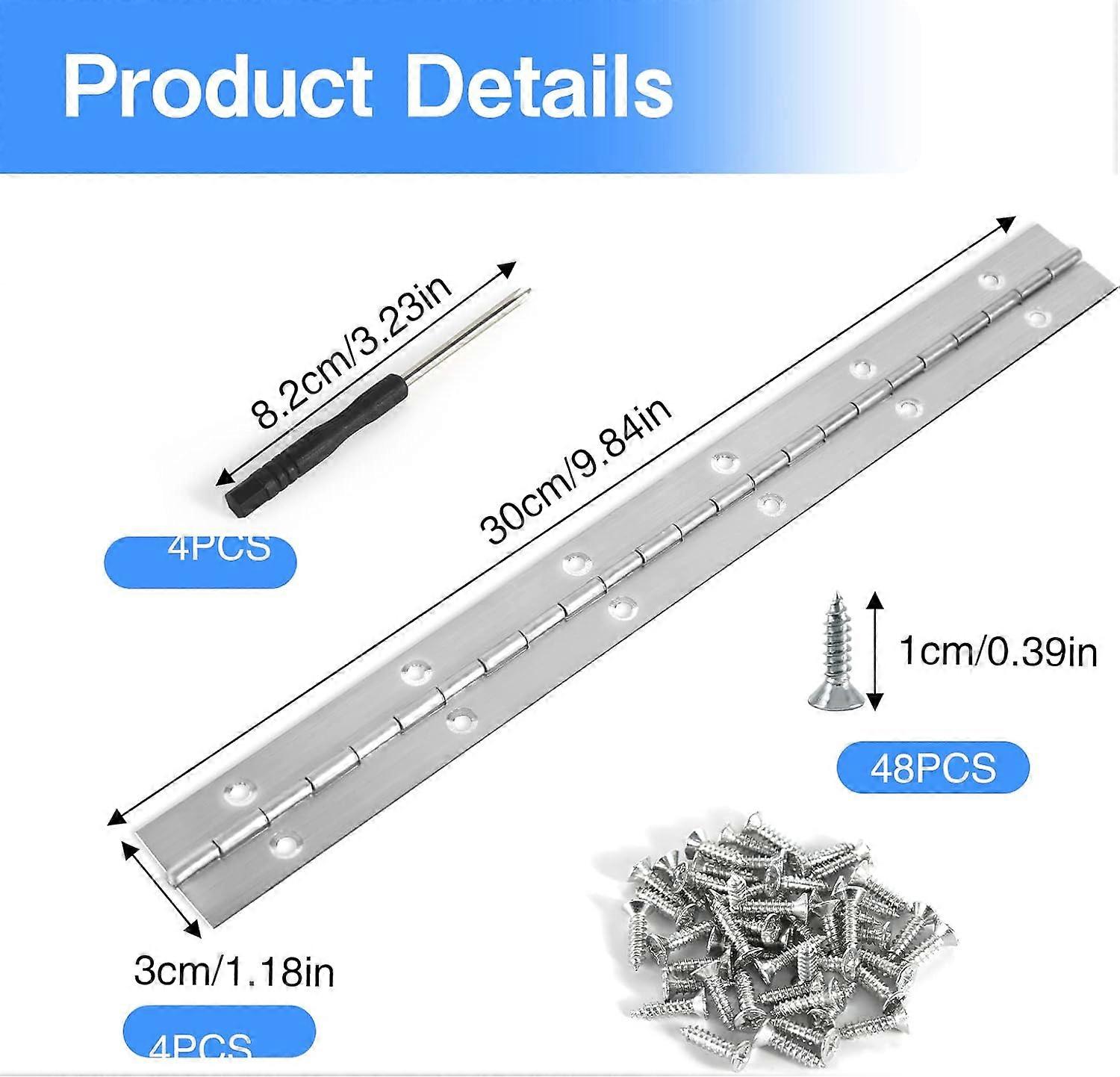 Piano hinge stainless steel, 4 pieces 30 cm piano hinge, piano hinge ...