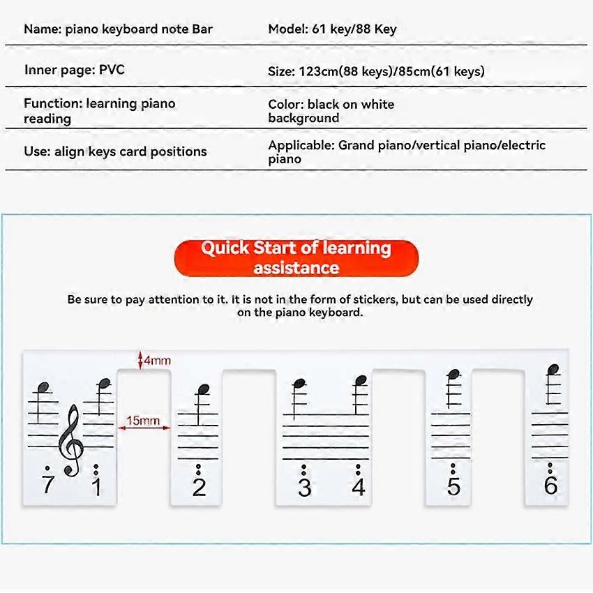 Piano Keyboard Stickers Electronic Piano Note Stickers 88 Keys 61 Keys ...