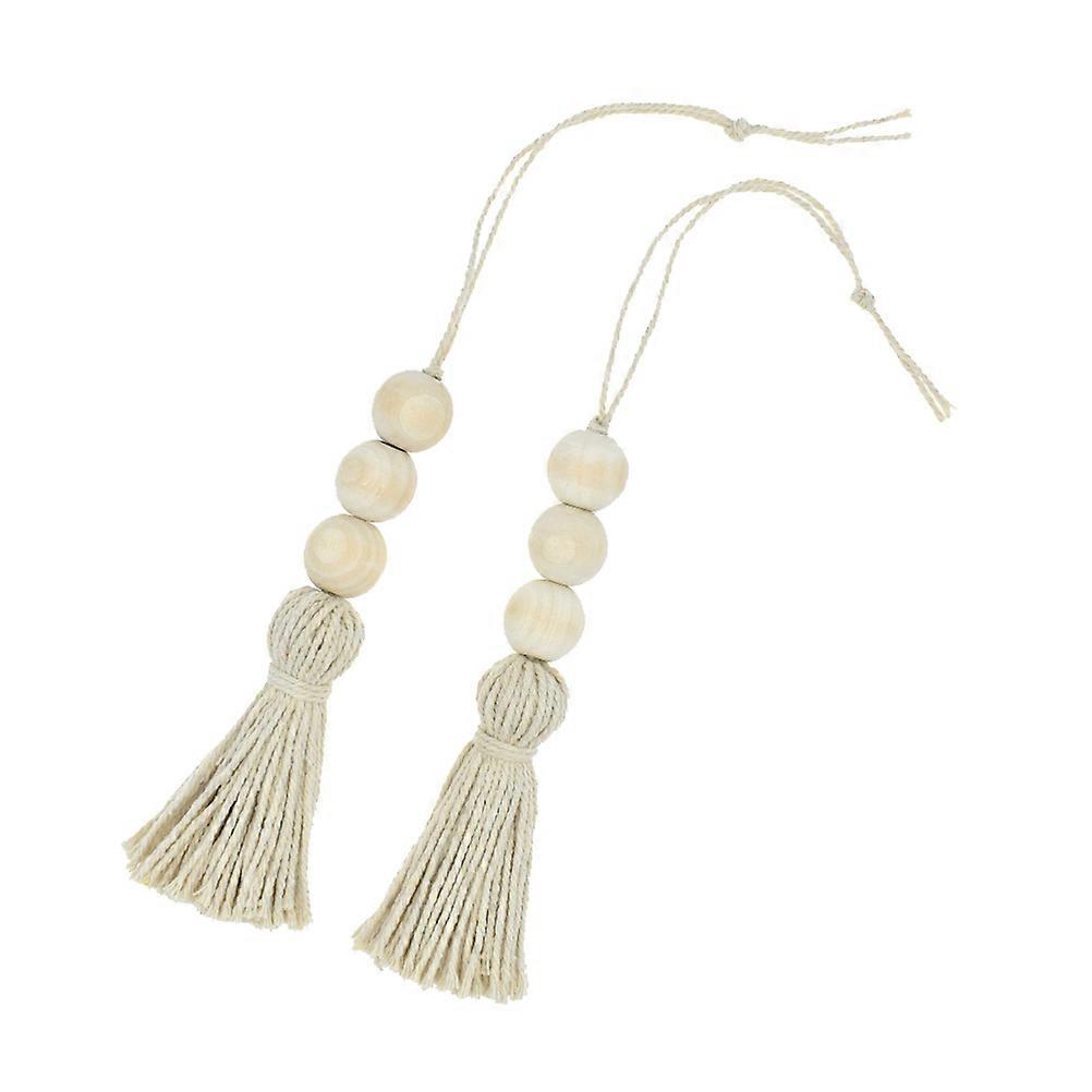 Tassel Beads Ornaments 6Pcs Yellow Wooden Handmade Tassels for ...