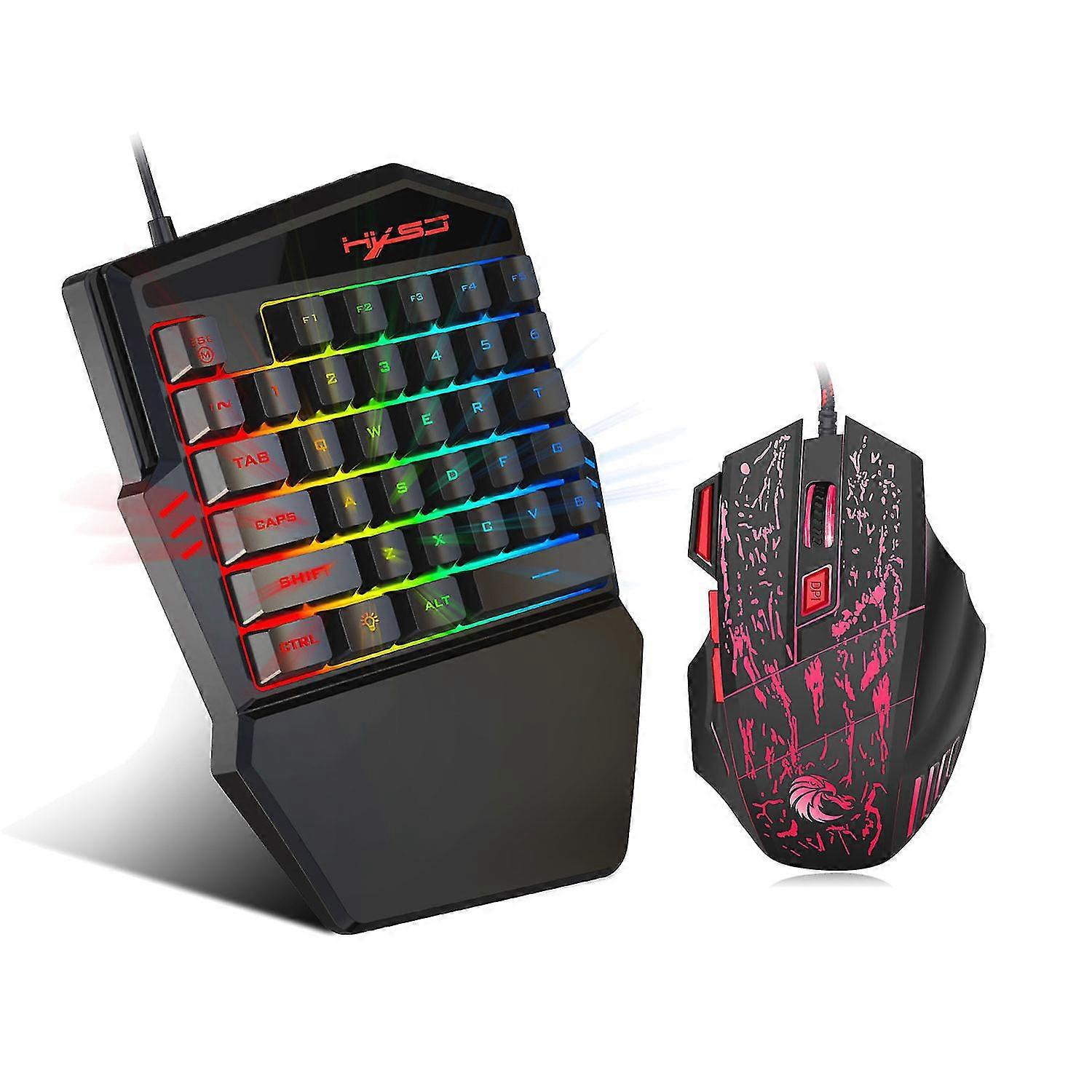 2026 Hxsj One-handed Gaming Keyboard + Mouse | Fruugo AU