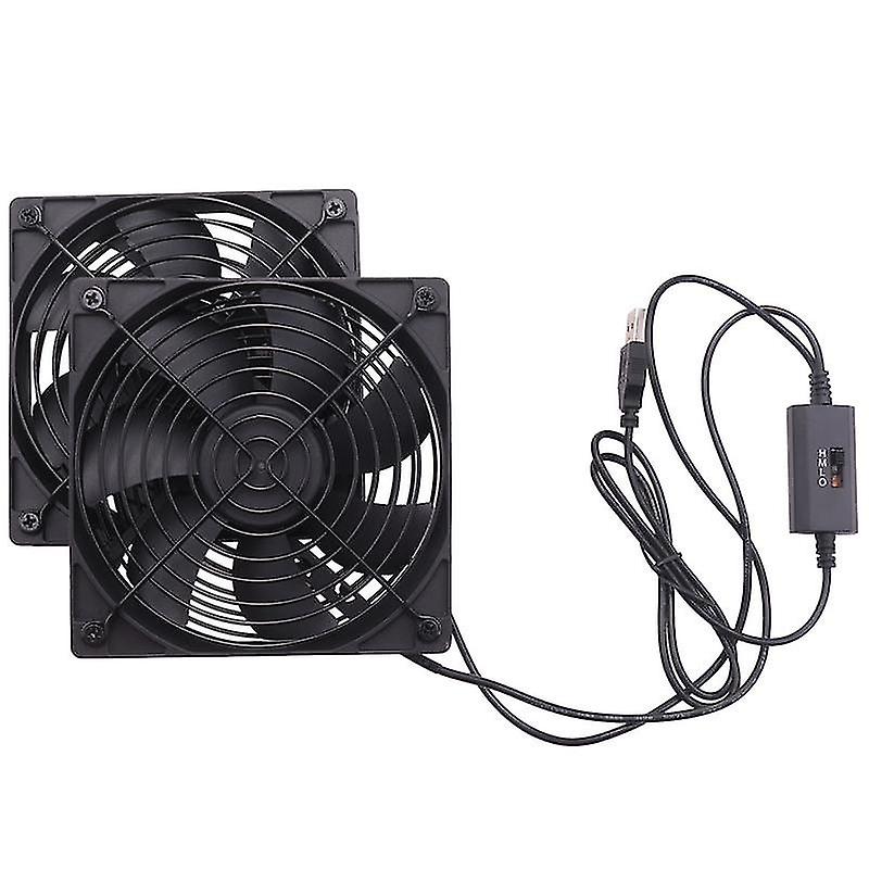 Dual 120mm 5v Usb Powered Pc Router Fans With Speed Controller High ...