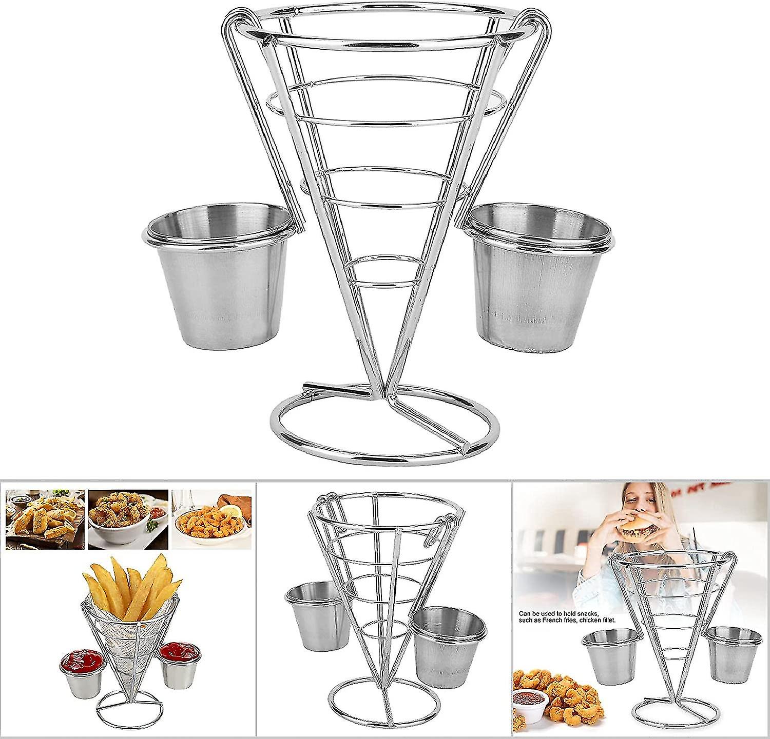 French Fries Cone Stand, Cornet Stand With Sauce Cup For Home Parties ...