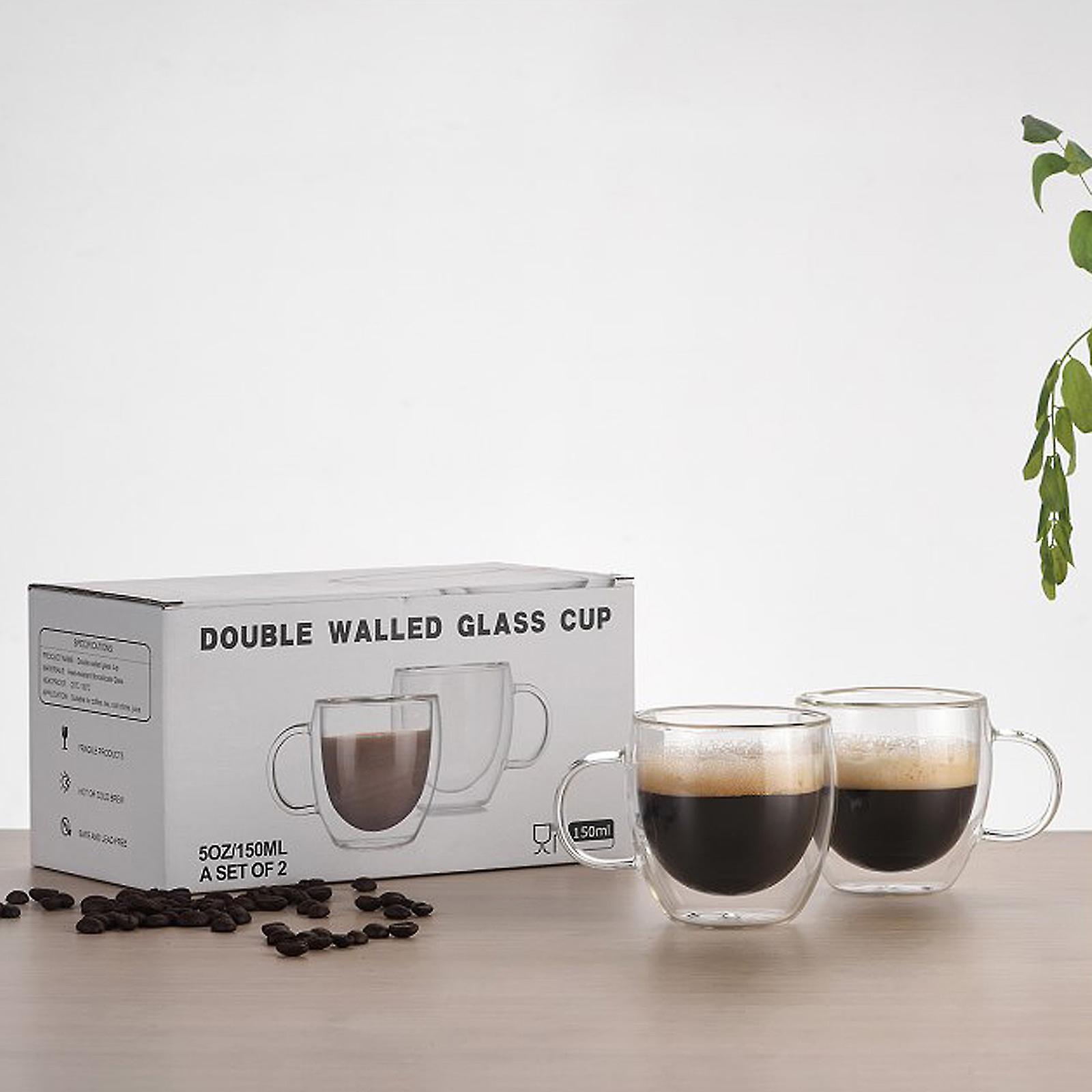 2Pcs Glass Coffee Mugs Multipurpose Large Capacity Safe Transparent ...