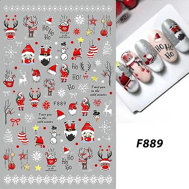 Christmas Nail Stickers Penguin Santa Claus Elk Tree Deer Bears Cute ...