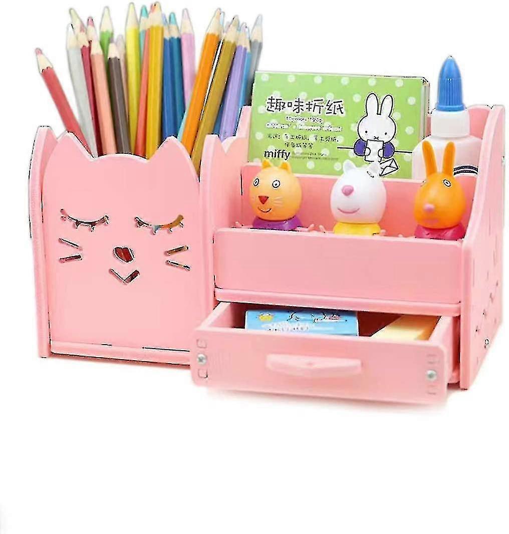 2024 New Desk Tidy Organizer Pen Holder Pink Pen Pot For Kids Desktop ...