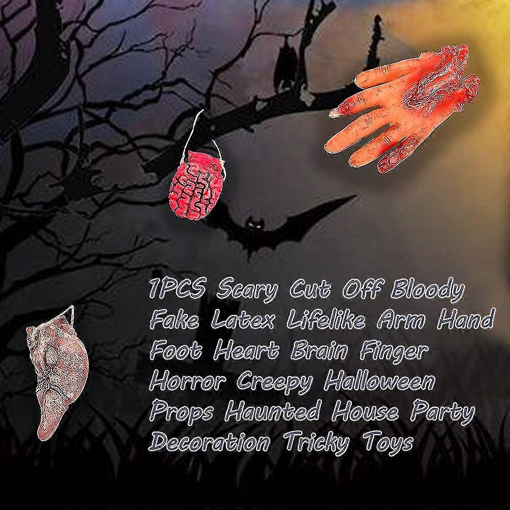 1pcs Scary Cut Off Bloody Fake Latex Lifelike Arm Hand Foot Heart Brain ...