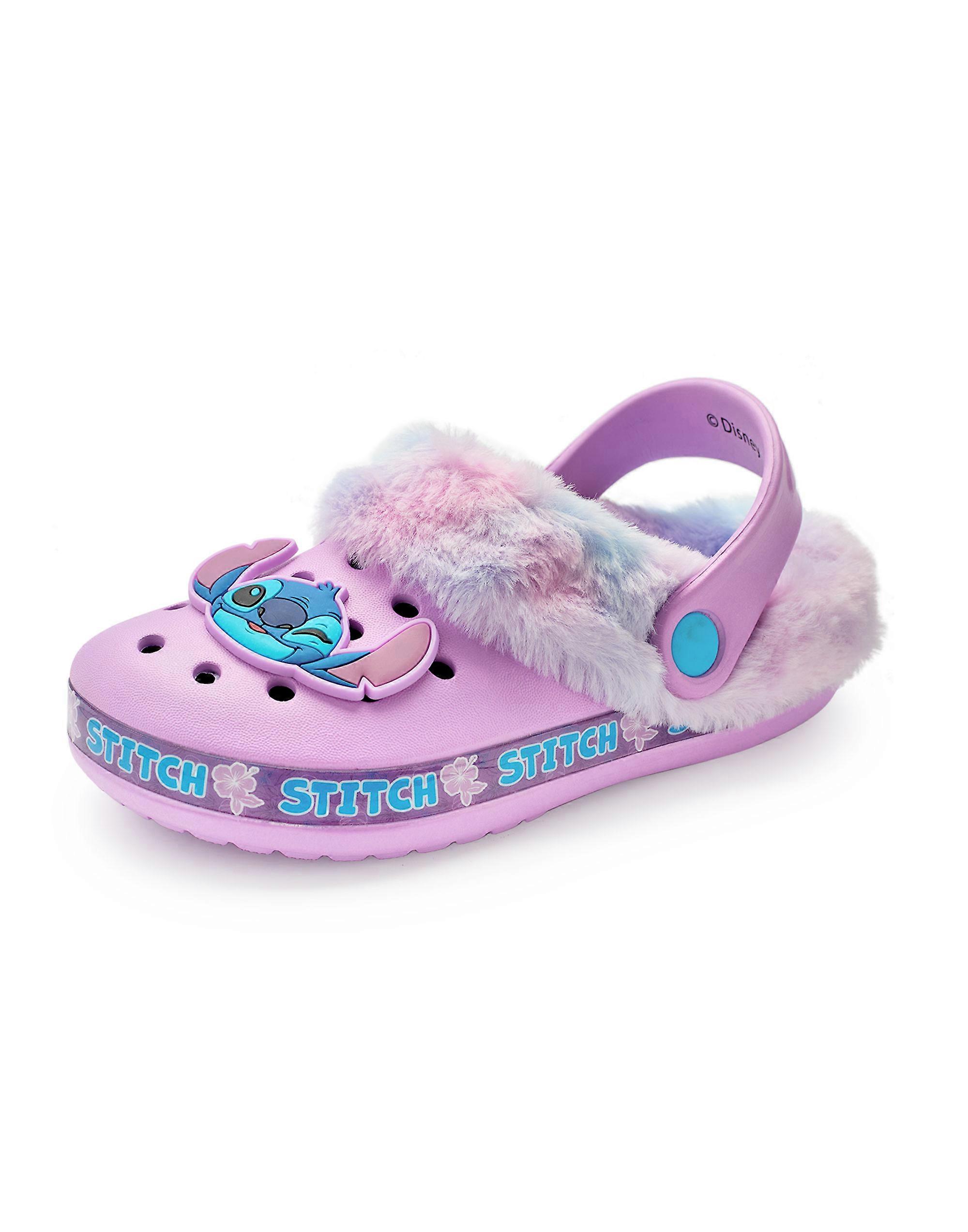 Disney Girls Clogs Purple Stitch Fur Lined | Fruugo US