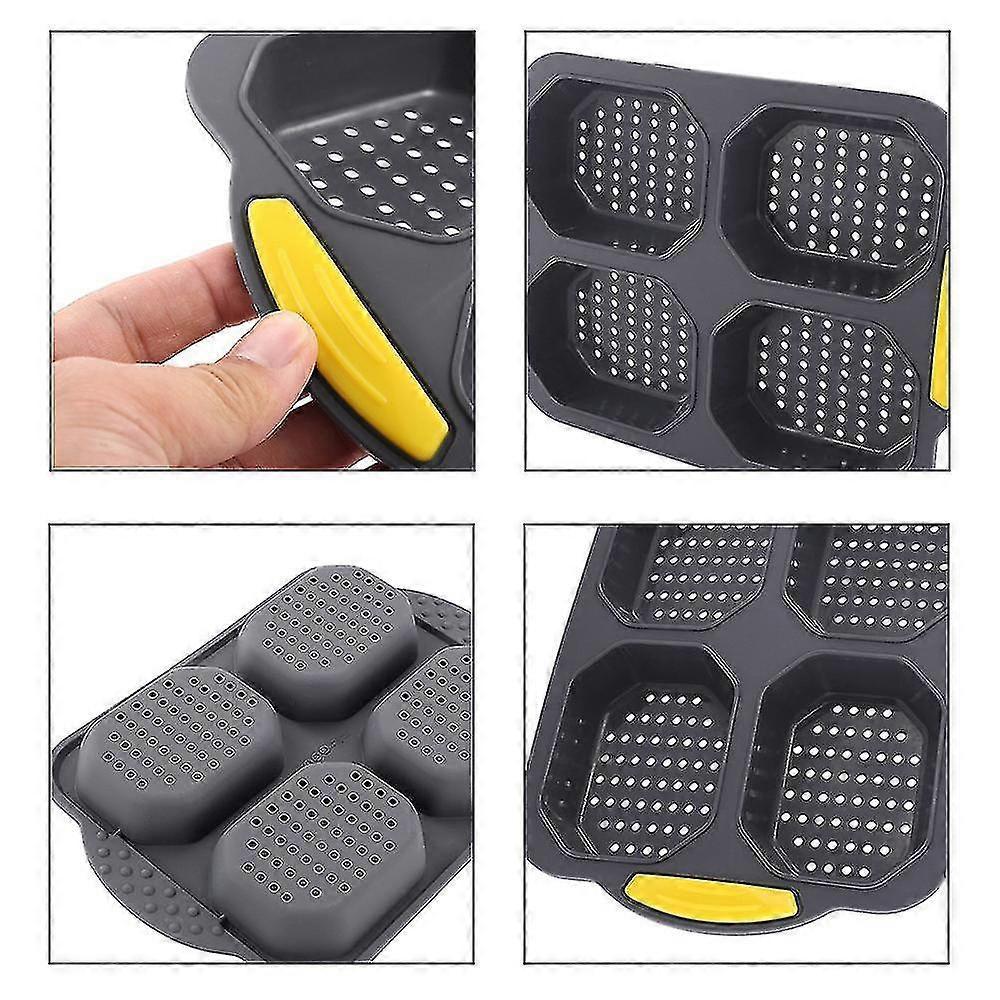 4 Cavity Hamburger Bun Mold Baking Pan Household Reusable Bread Mold ...
