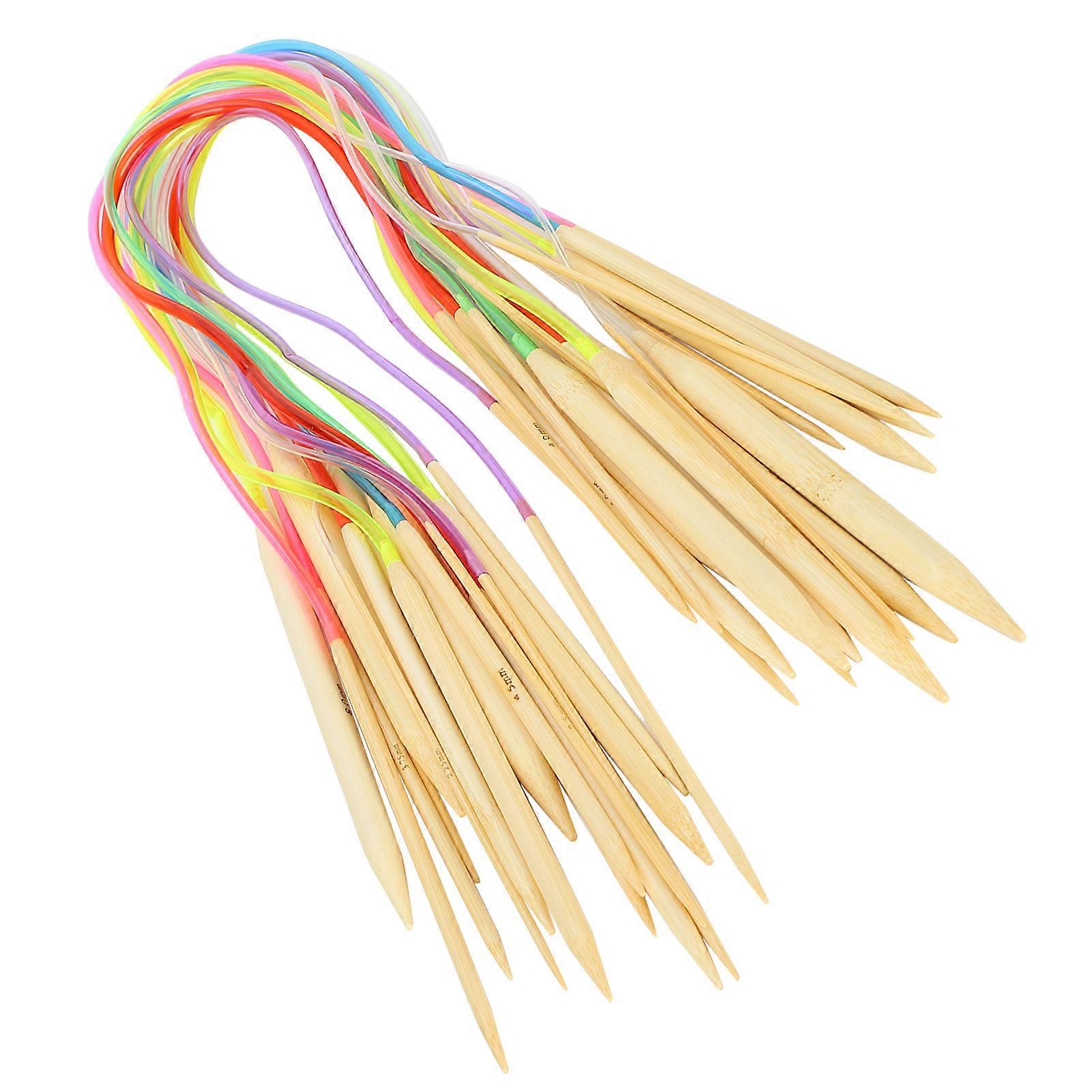 18Pcs Circular Needle DoublePoint Bamboo Color Flexible Tube Connection ...