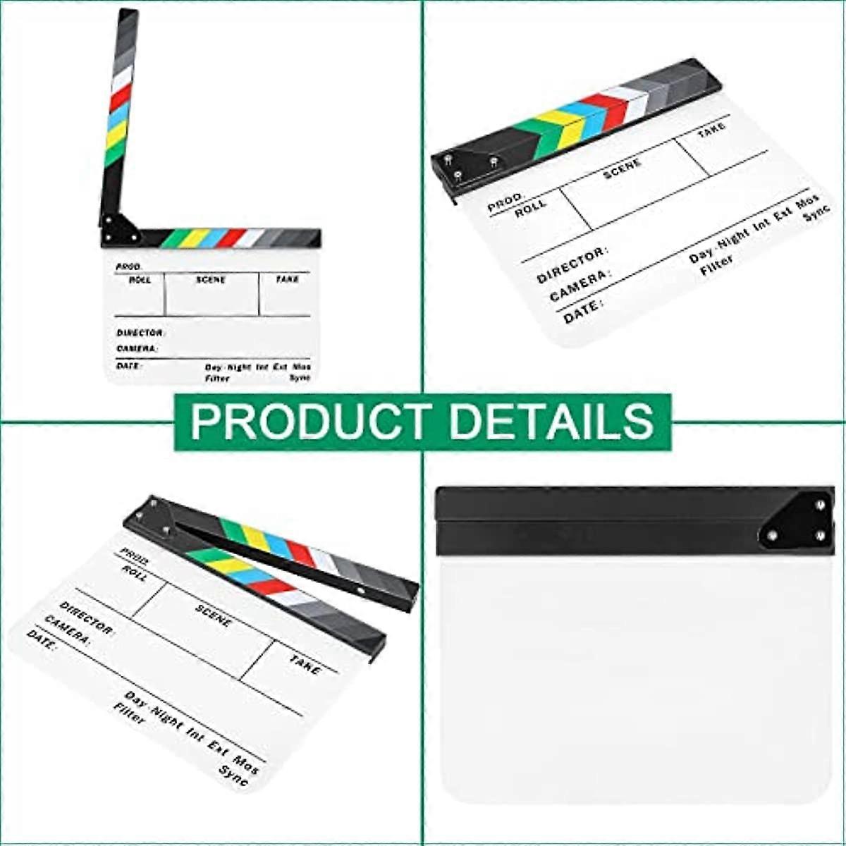 Film Clapper Board 12 x 10in Acrylic Plastic Director s Film Clapboard ...