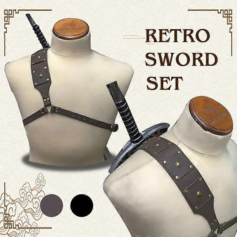 Retro Leather Adjustable Shoulder Back Sword Holder Medieval Armor ...