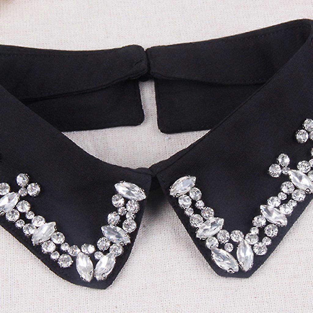 Women Diamond Button Blouse False Collar Clothes Shirt Detachable ...