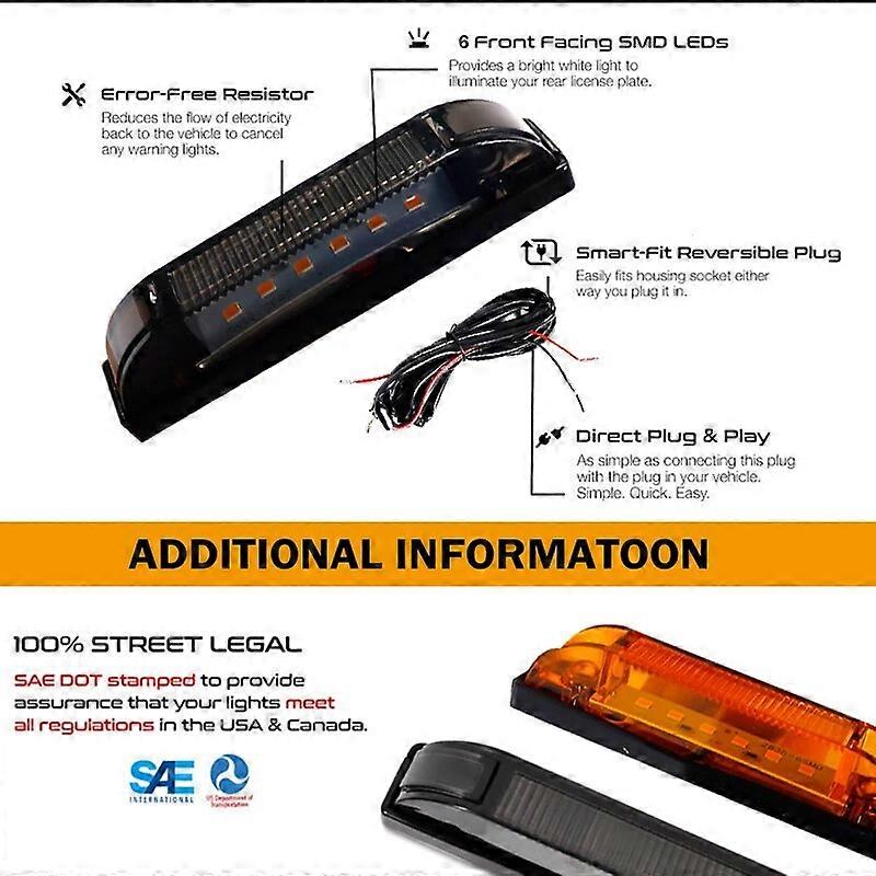 3pc Full LED Center Grille Running/Position Lights w/Mounting Brackets ...