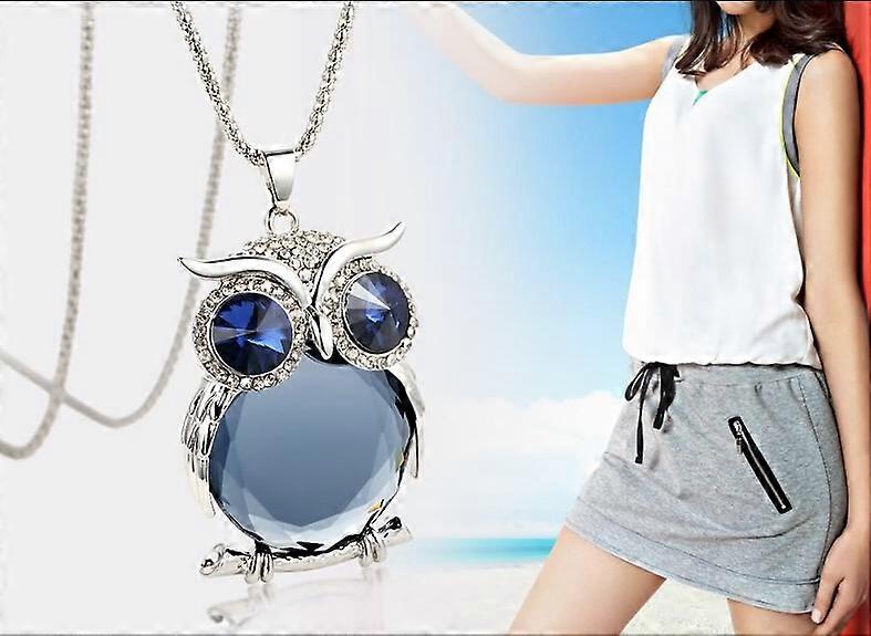 Jewelry Korean Cute Crystal Owl Pendant Necklace Vintage Long Animal ...