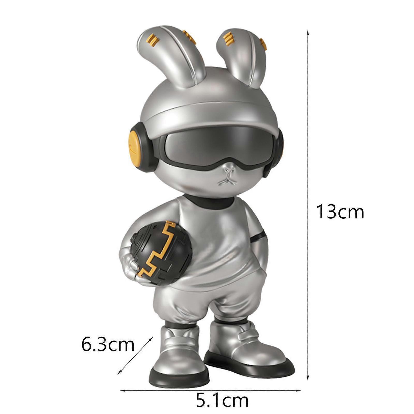 Tech Rabbit Figurine Punk Animal Sculpture Bunny Statue Craft Ornament ...