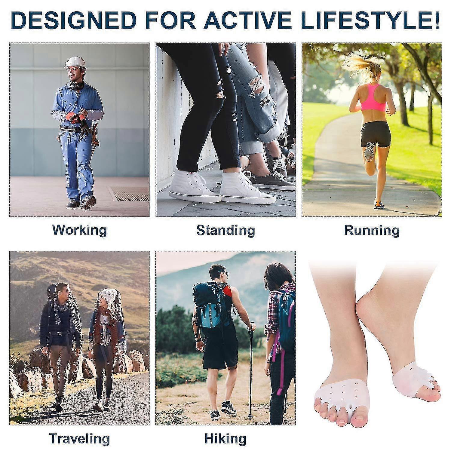 6 Pairs Gel Toe Separators Metatarsal Pads, Gel Toe Straightener For ...